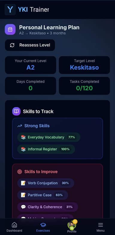 YKI Trainer - Finnish Language Test Preparation | AI-Powered